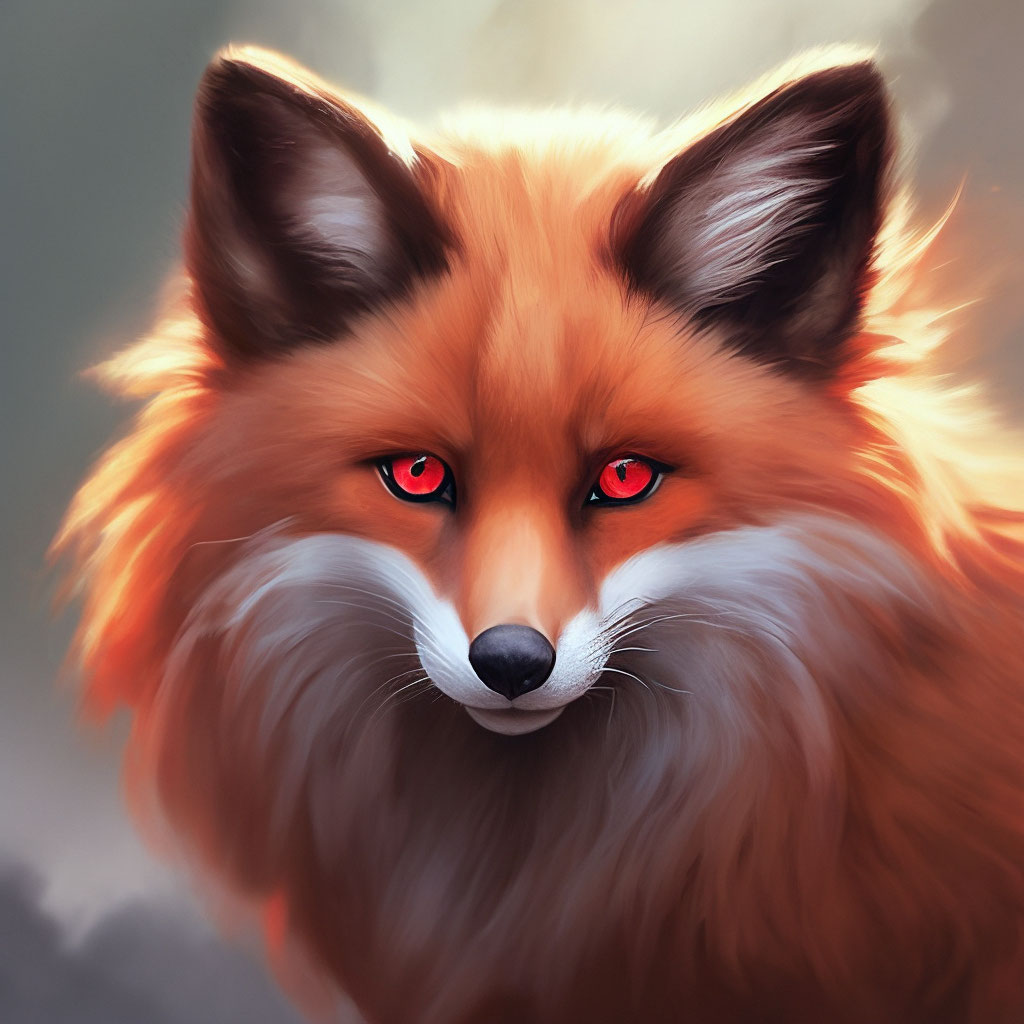 "A live brown chocolate colored fluffy fox with red demon eyes" — image ...