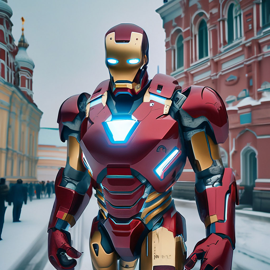 "Iron man in russia" — image created in Shedevrum