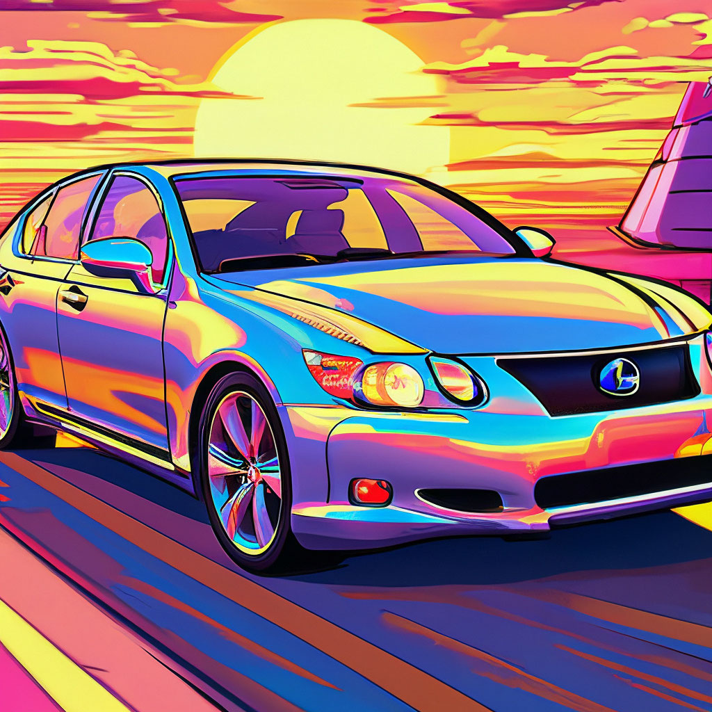 "Lexus gs 450 cartoon style high quality" — image created in Shedevrum
