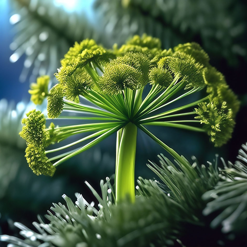 "Dill grows on the Christmas tree, michur, hyper realism, detail, 3d ...