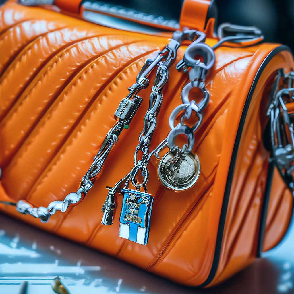 "Orange bag from hermes, the texture of the skin is clearly visible, a ...
