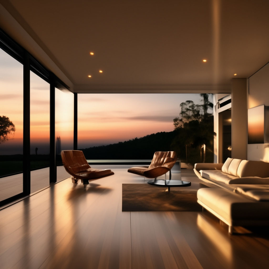 "My beautiful modern house from the inside" — image created in Shedevrum