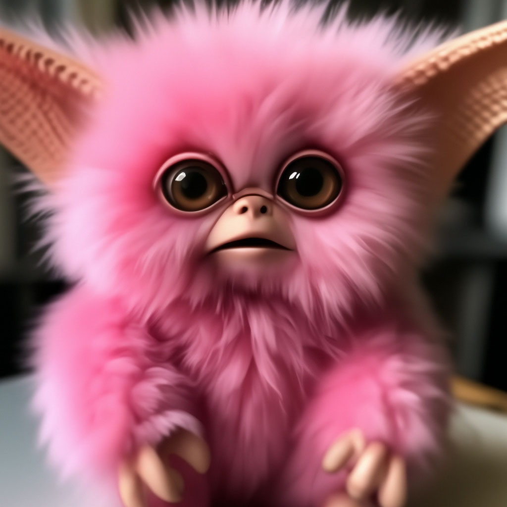 "Pink fluffy cute soft gremlin" — image created in Shedevrum