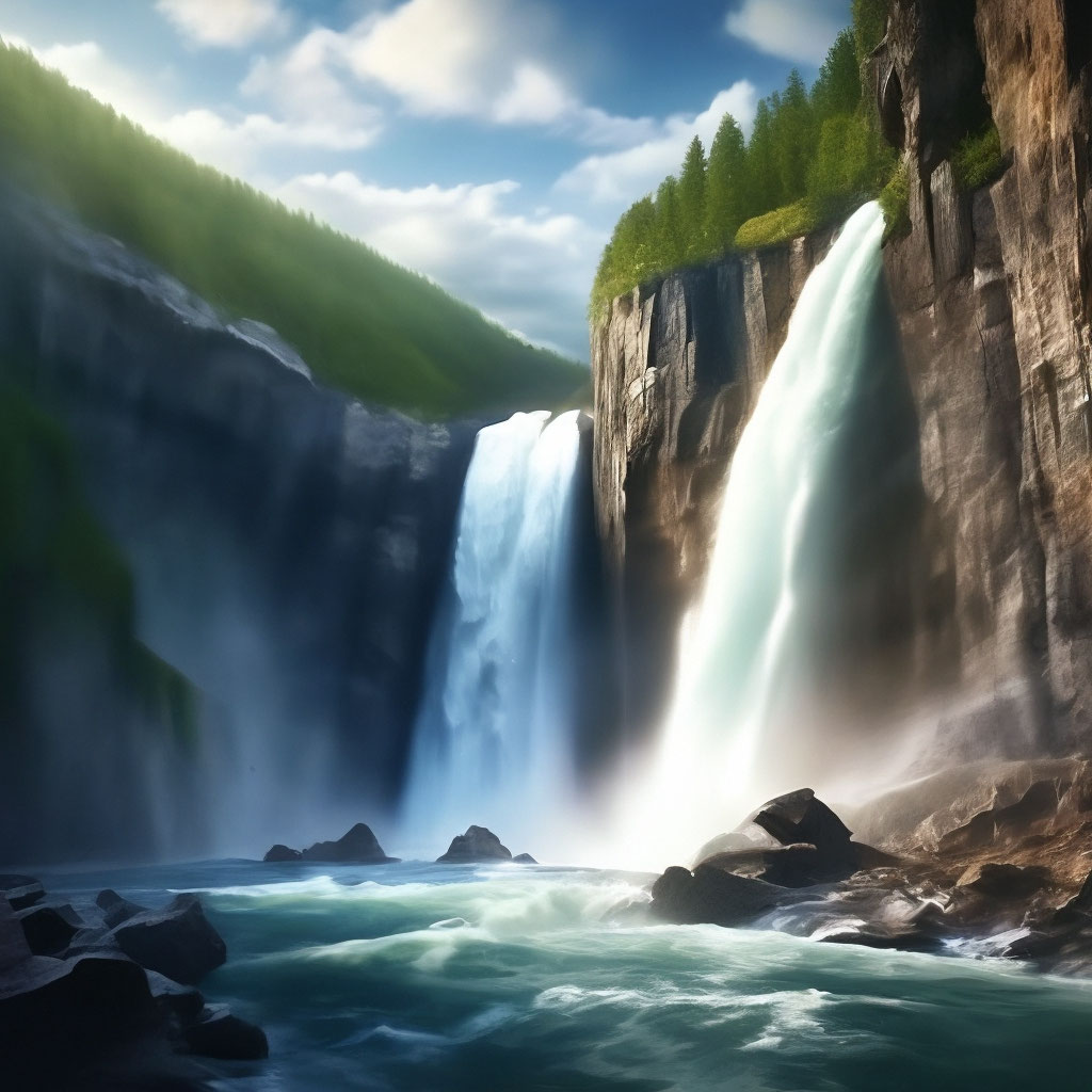 "Geghsky waterfall crystal clear water breaks off the cliff in a huge ...