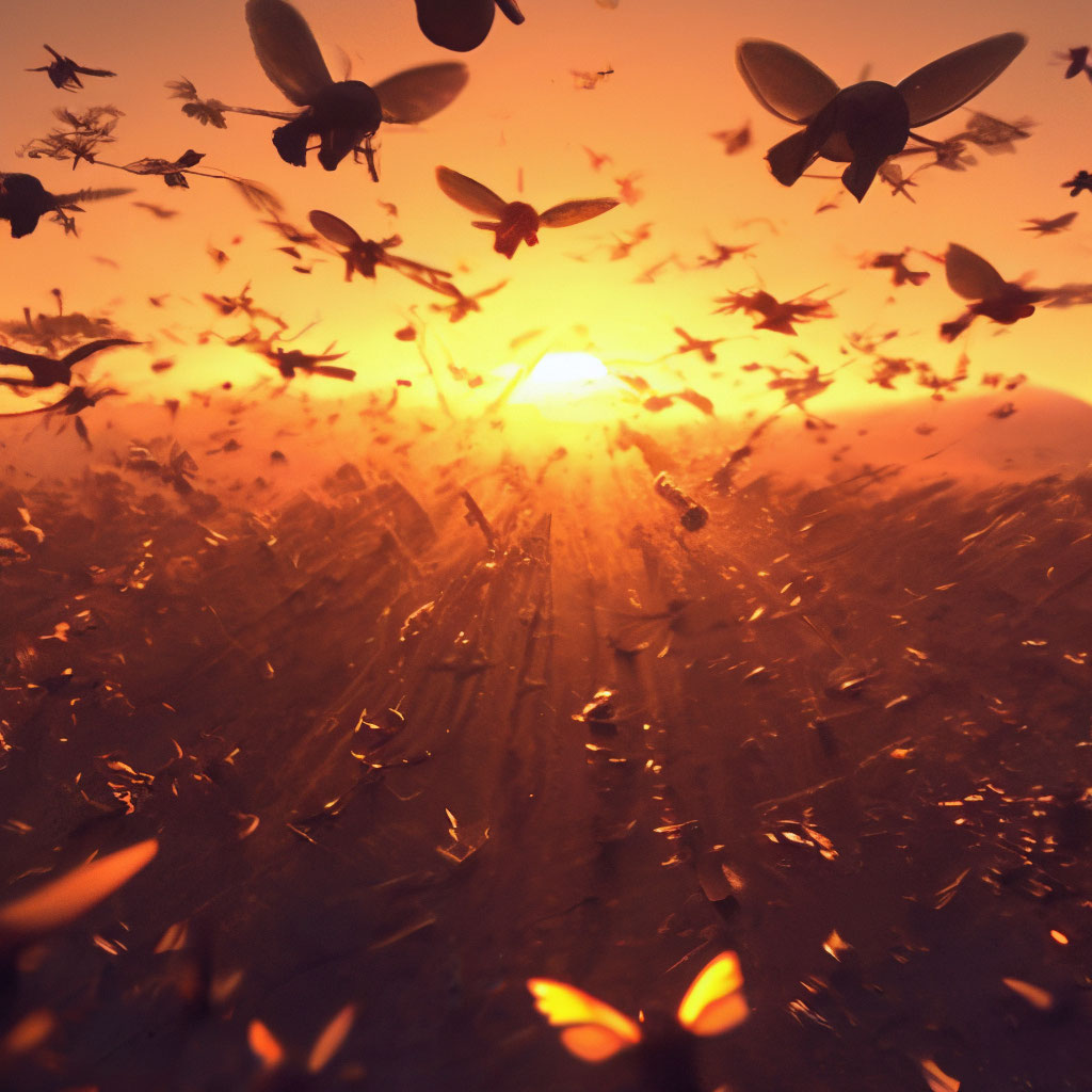 "A swarm of flies" — image created in Shedevrum