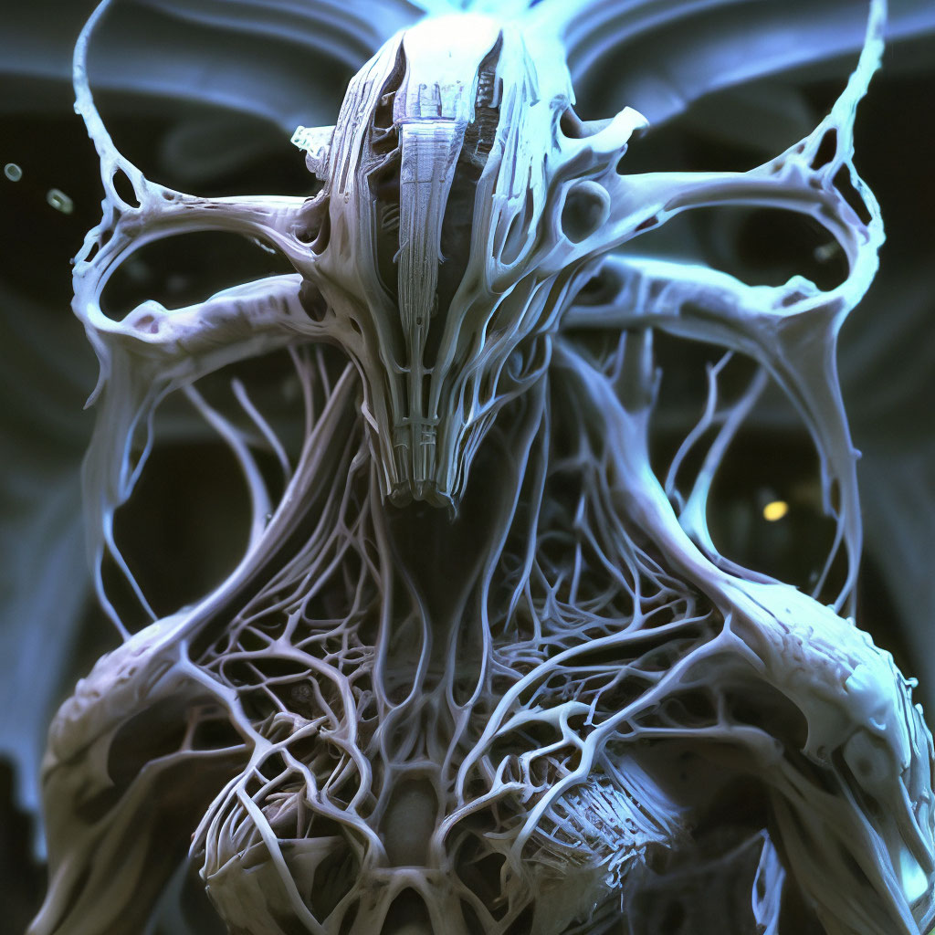"Bio-organic fantastic creature, chthonic hybrid, black bio-organics ...