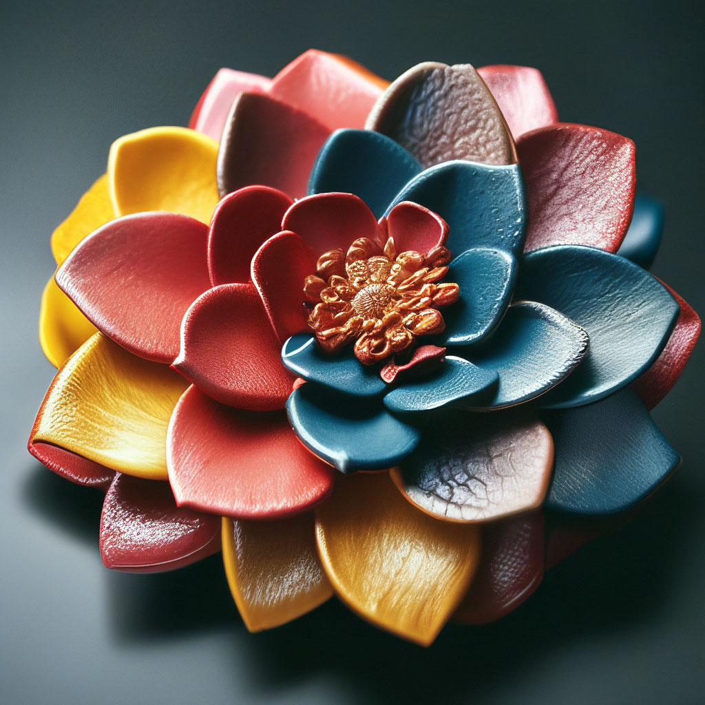 "Luxury three-color flower made of genuine leather, aesthetically ...