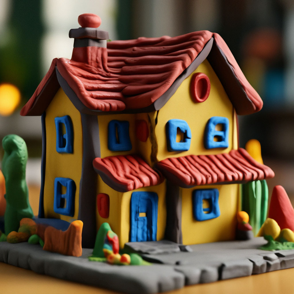 "Plasticine house, 4k, realistic, high resolution, bright lighting ...