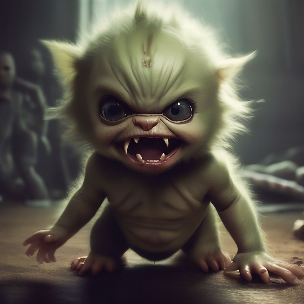 "The toddler is a creepy monster" — image created in Shedevrum