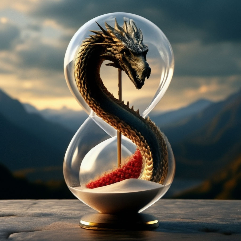 "Hyperrealism, the dragon serpent in the hourglass, flows into infinity ...
