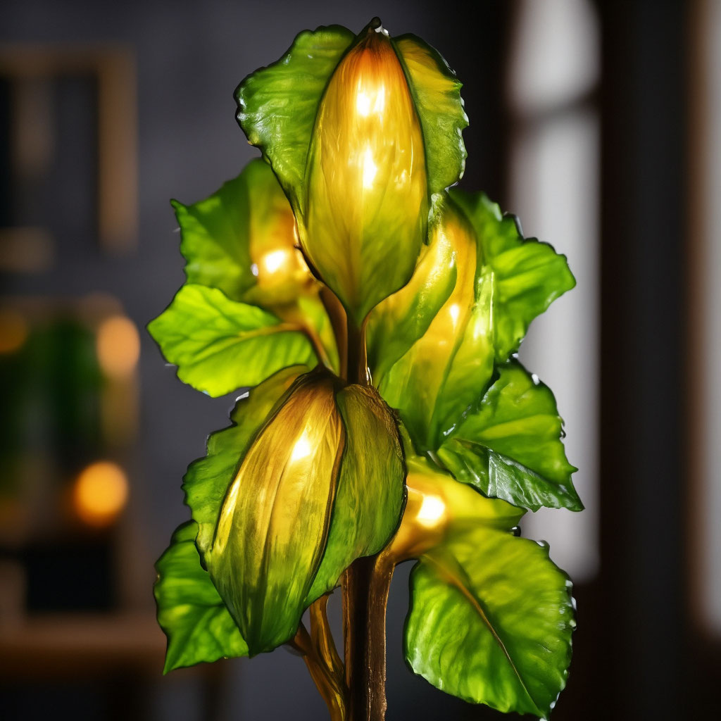 "Super realistic floor lamp cucumbers on a branch crystal leaves ...