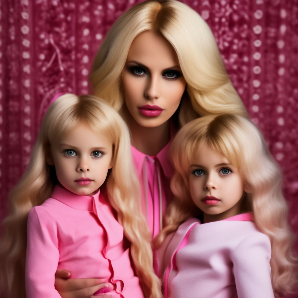 "Karina Barbie with children" — image created in Shedevrum