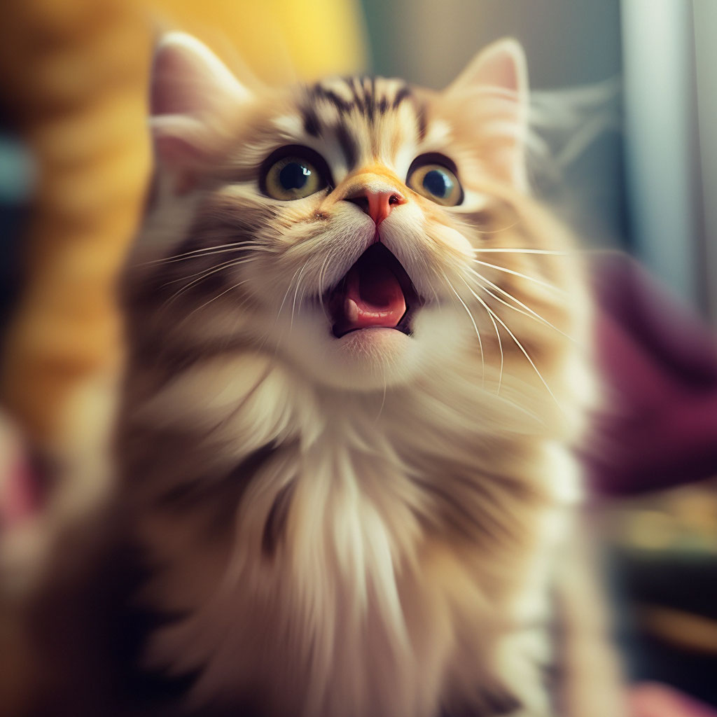 "Kitty puffs out her cheeks" — image created in Shedevrum