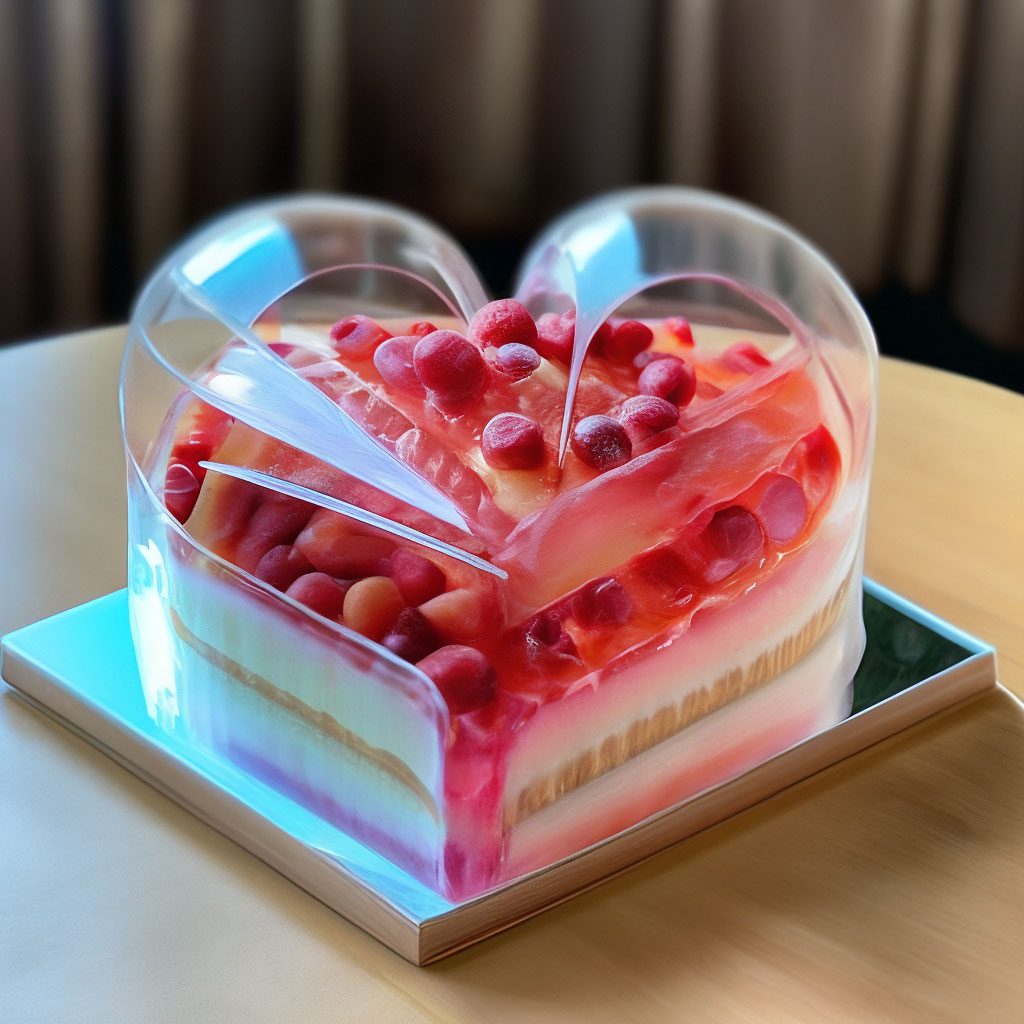 "Transparent cake in the form of a heart" — image created in Shedevrum