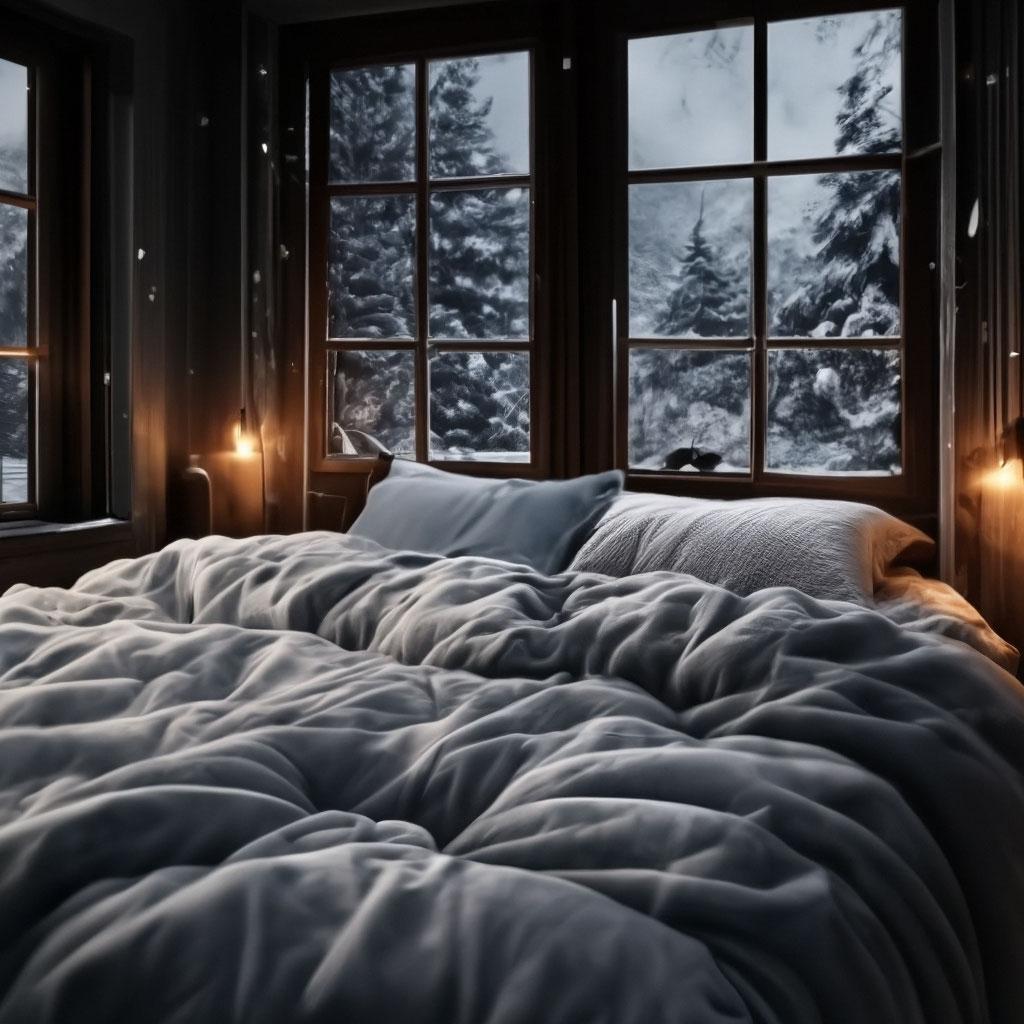 "Winter is outside, a lot of snow, a blizzard, a warm bed is ...