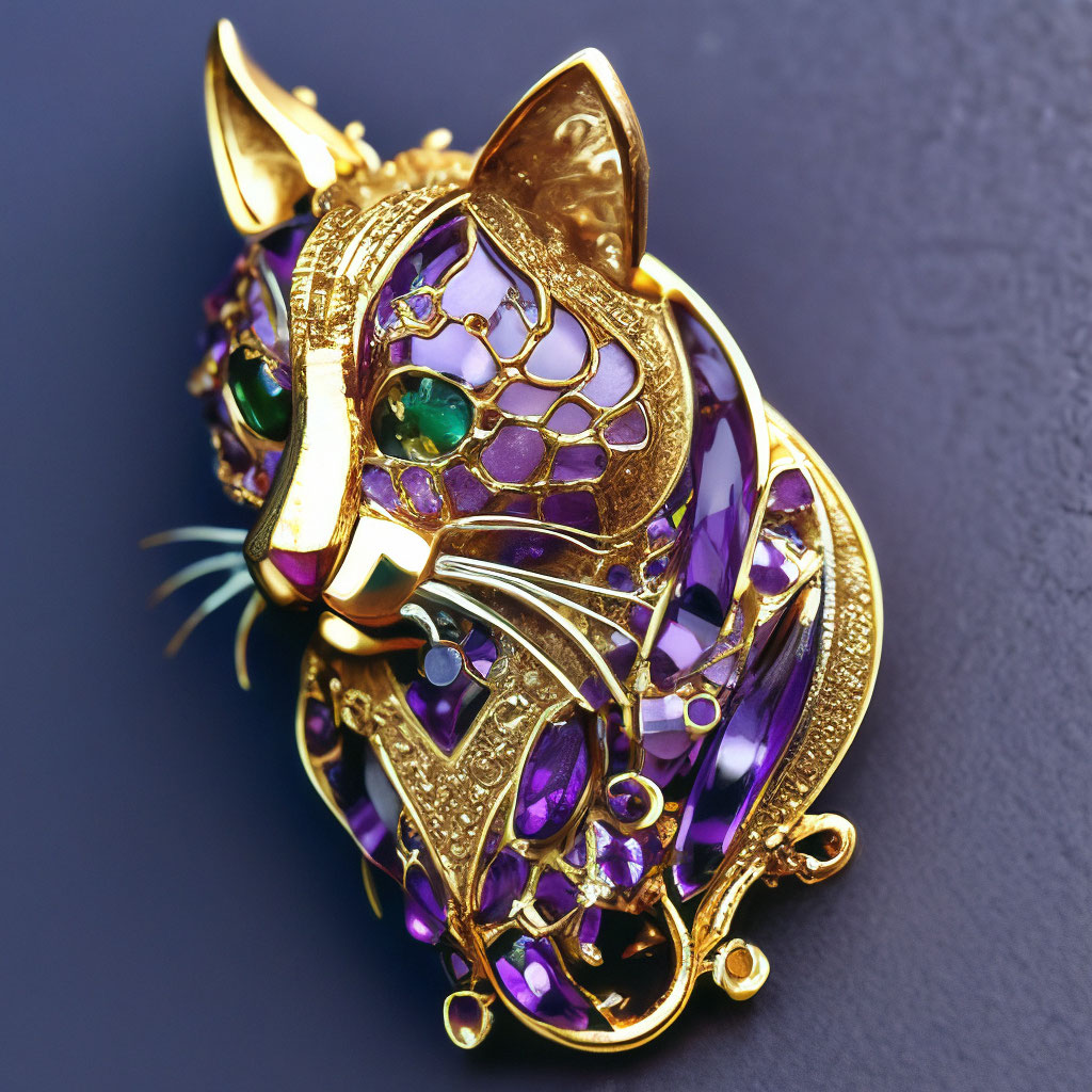 "Jewelry brooch in the form of a profile of a sad cat made of ...