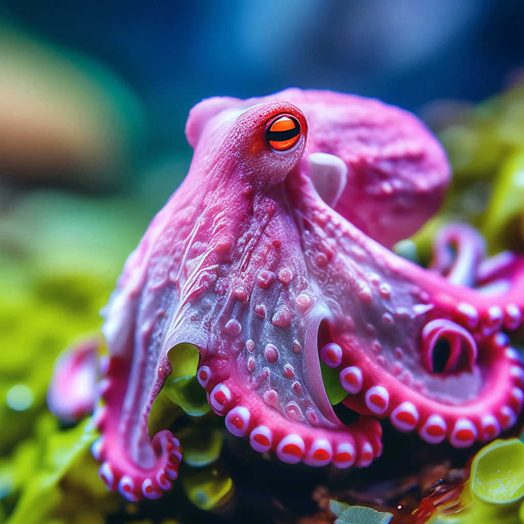 "Incredibly beautiful pink octopus, high detail, macro photography ...