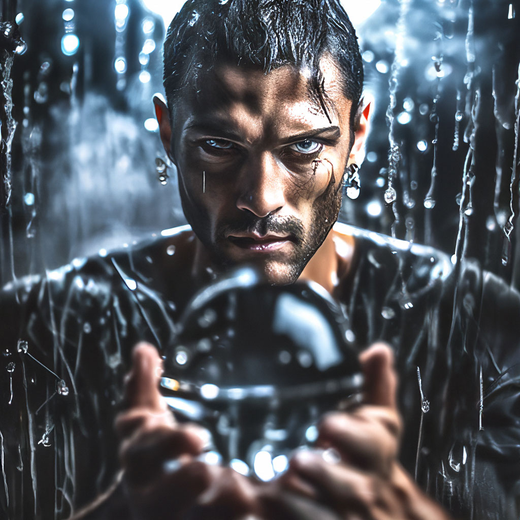 "Conceptual portrait, professional photography, handsome brutal man ...