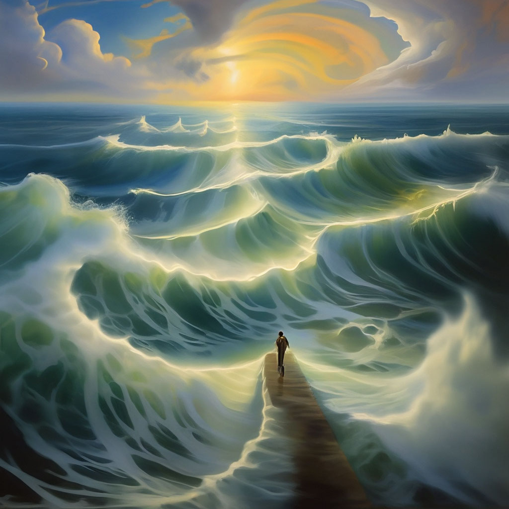 "The sea, surrealism" — image created in Shedevrum