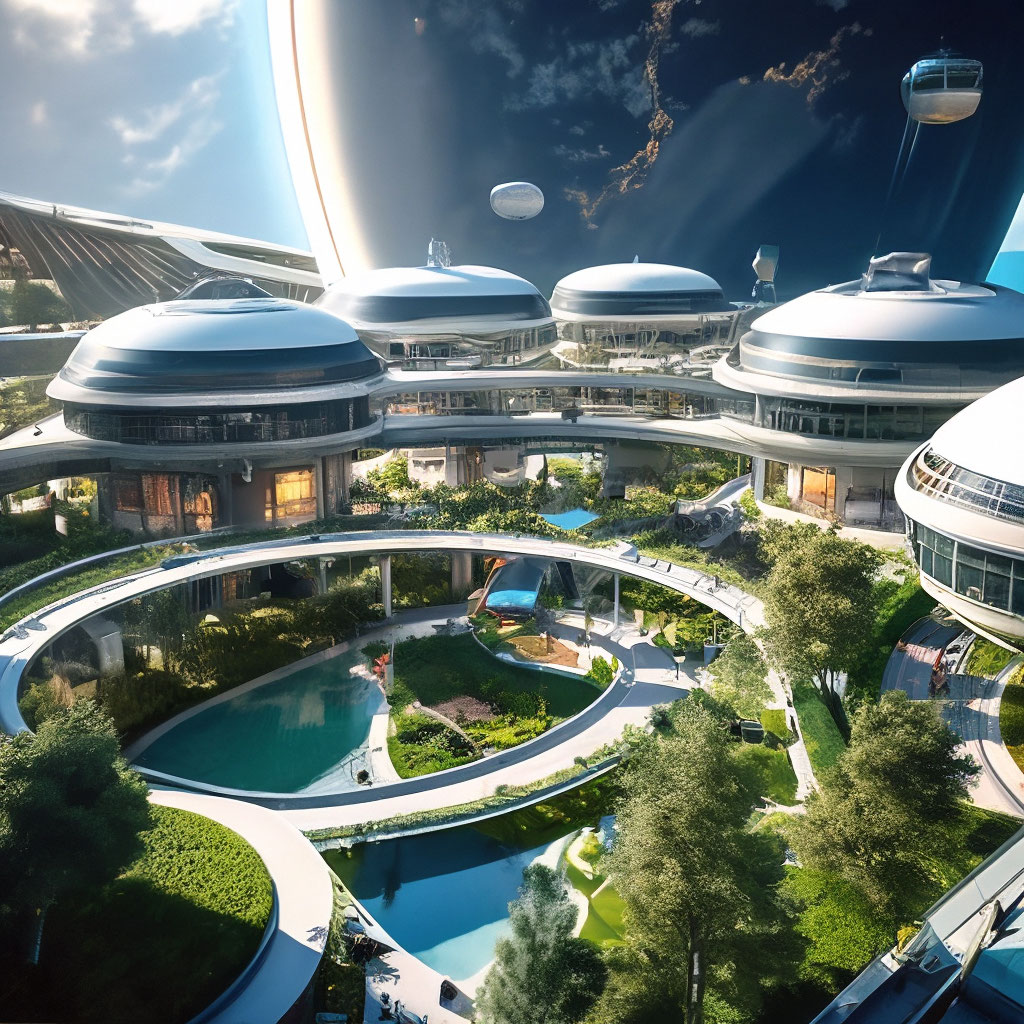 "Space Residential orbital Station-a big City with people in space ...