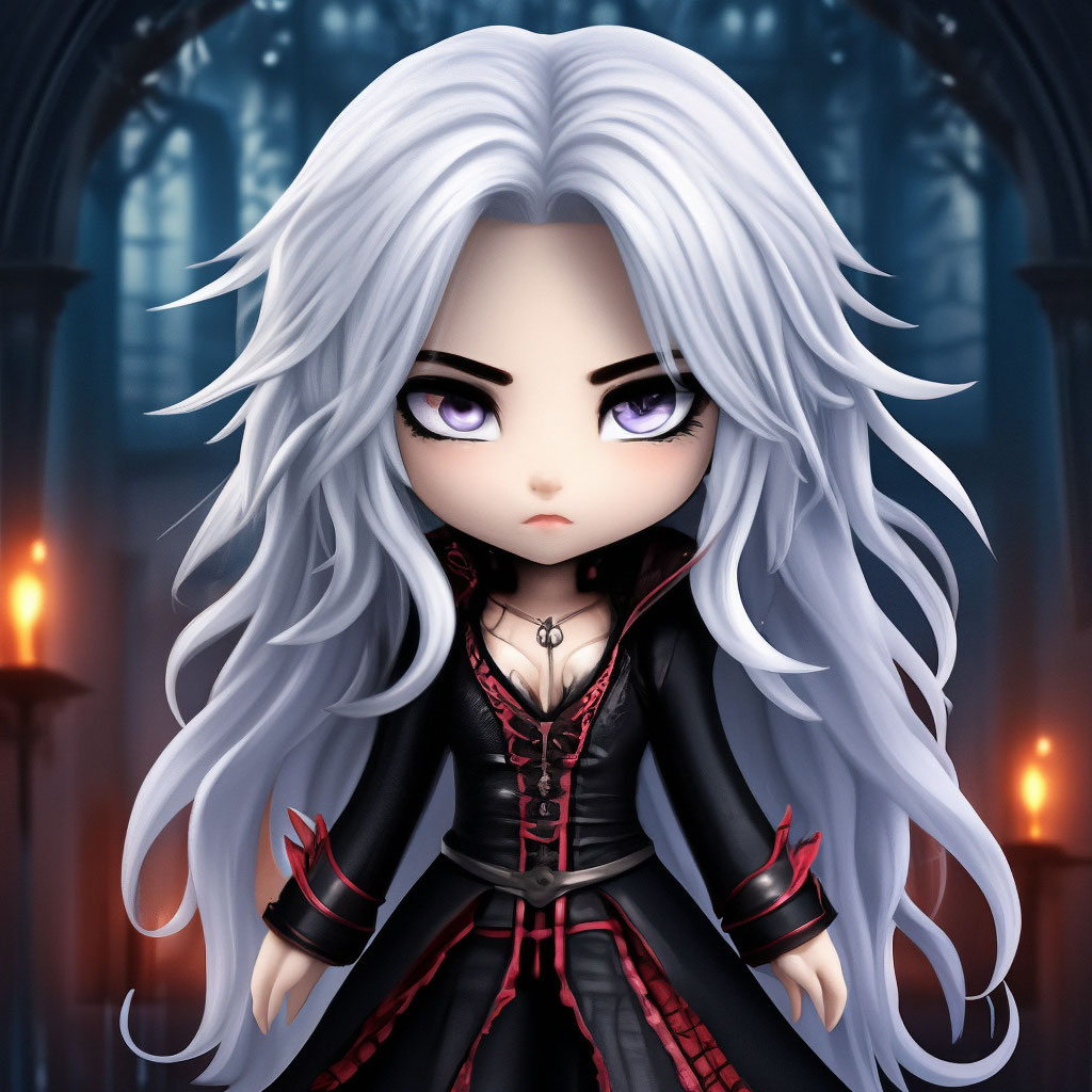 "A vampire with long white hair in the style of Gacha Club. Magical ...