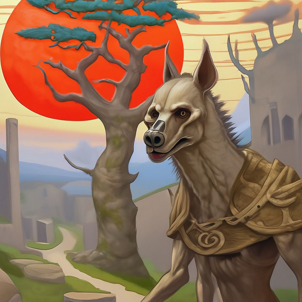 "Anthropomorphic hyena,(gnoll: anthropomorphic hyena, dog skull), hyena ...