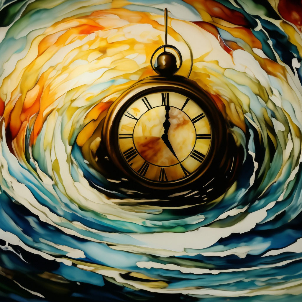 "Hours +minutes+seconds, life is flowing away watercolor, relief ...