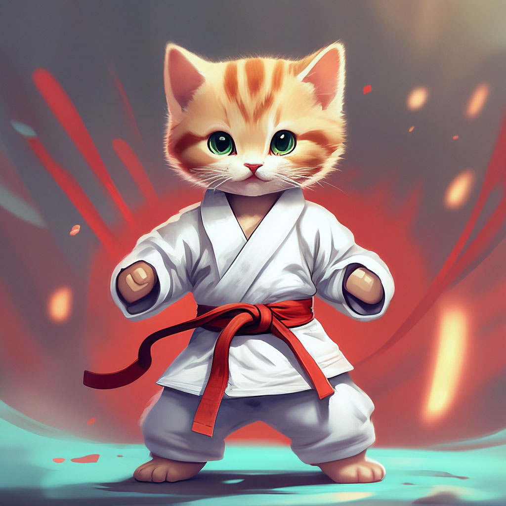 "Cute karate cat" — image created in Shedevrum