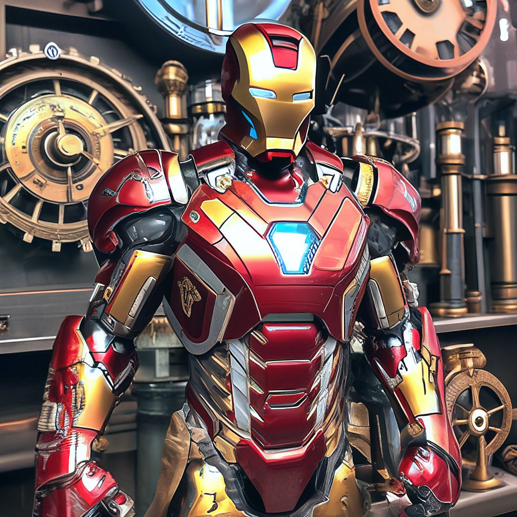 "Iron Man in steampunk style" — image created in Shedevrum