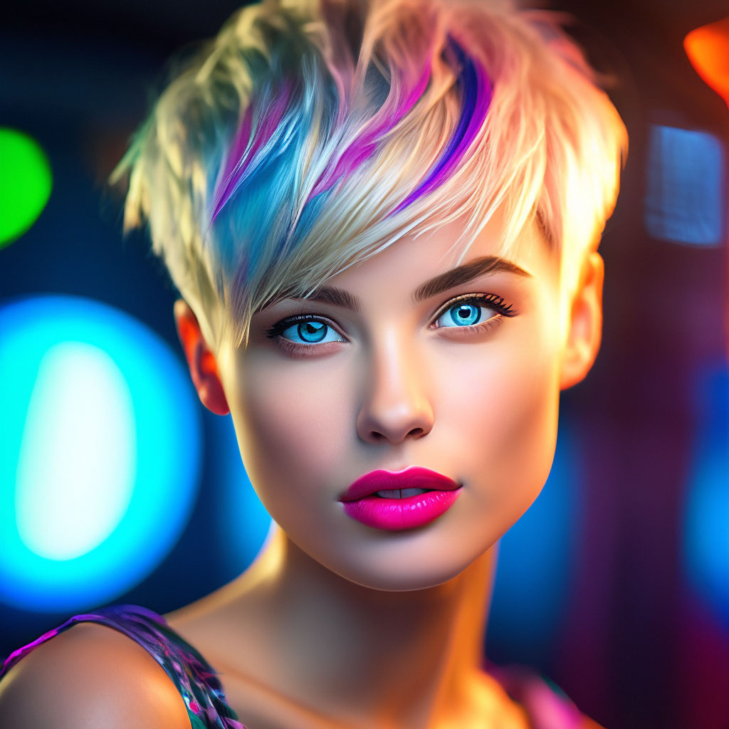 "Beautiful cheeky supermodel girl with short ragged pixie haircut with ...