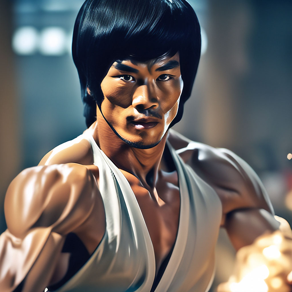 "Bruce Lee, aesthetically pleasing, beautiful, realistic, professional ...