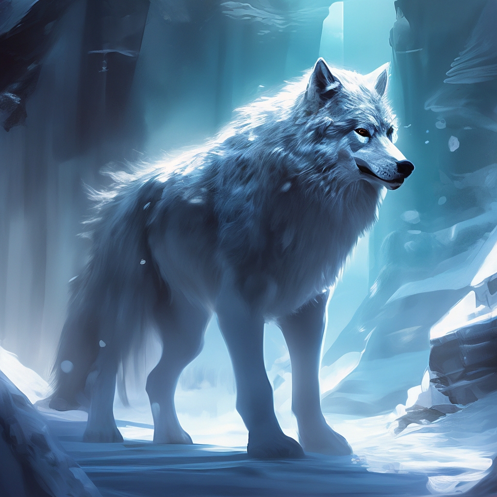 "The ice wolf🐺" — image created in Shedevrum