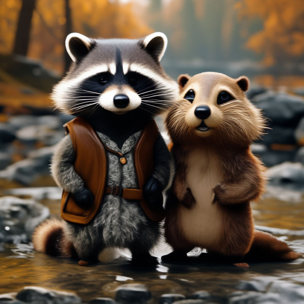 "YR Product and his friends - raccoon and Beaver" — image created in ...