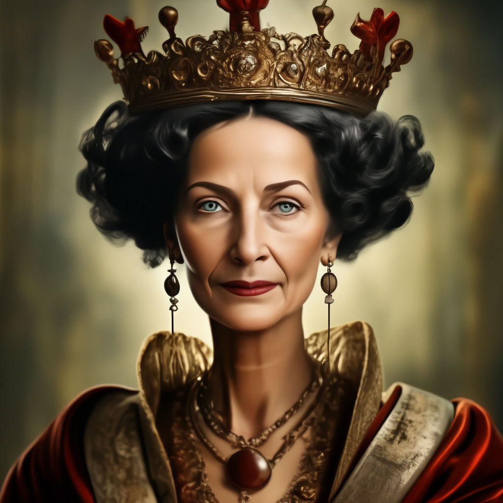 "Old queen, print, cartoon, one line, shabby chic, cartoon" — image ...