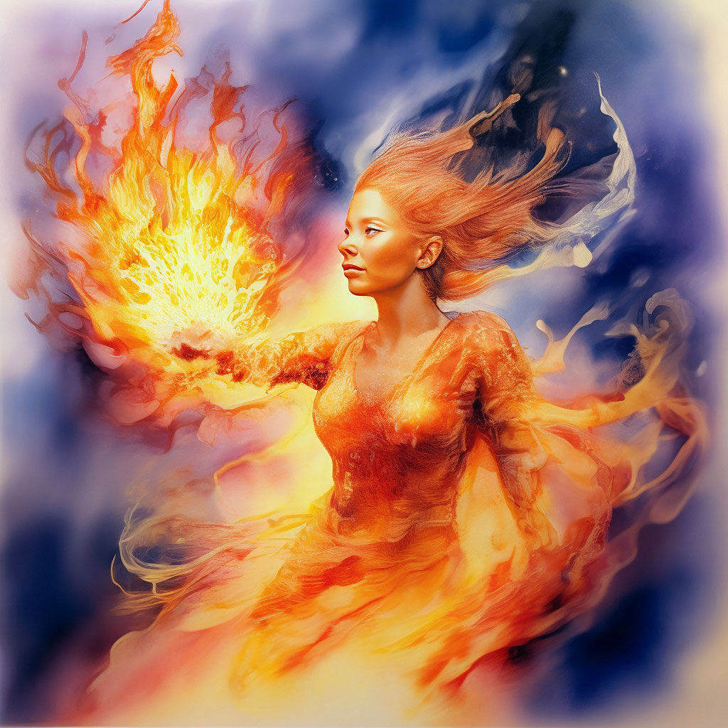 "Bodiless spirit of fire intangible drawing watercolor" — image created ...