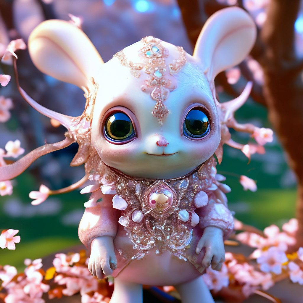 "8K, high resolution, an adorable curious but shy alien creature hiding ...