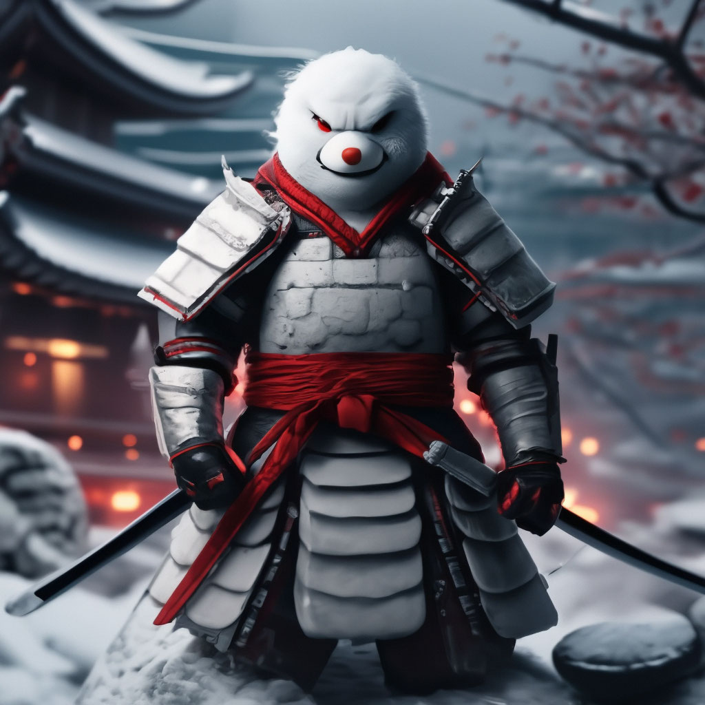 "The Samurai Snowman" — image created in Shedevrum