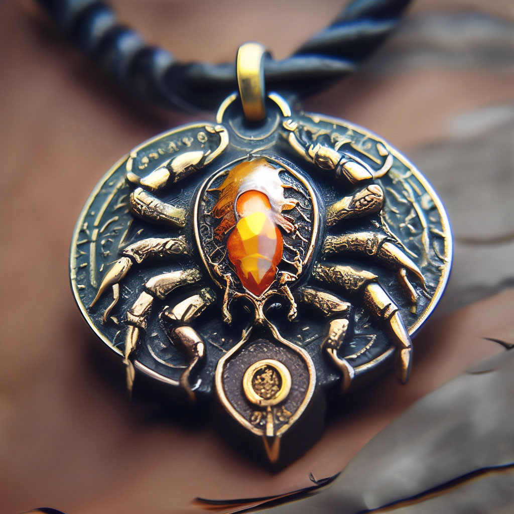 "An amulet with a lightning scorpion." — image created in Shedevrum