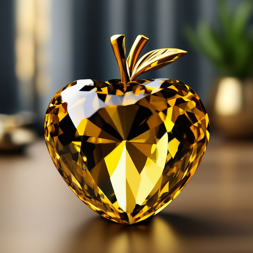"Diamond yellow beautiful crystal apple" — image created in Shedevrum