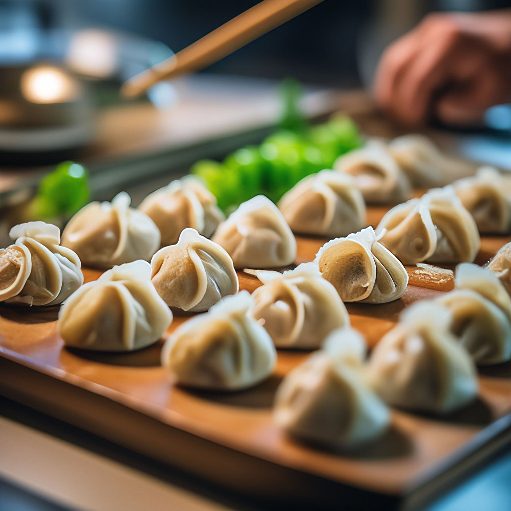 "The process of modeling dumplings, professional photo, 15 mm, f/2.8, 1 ...