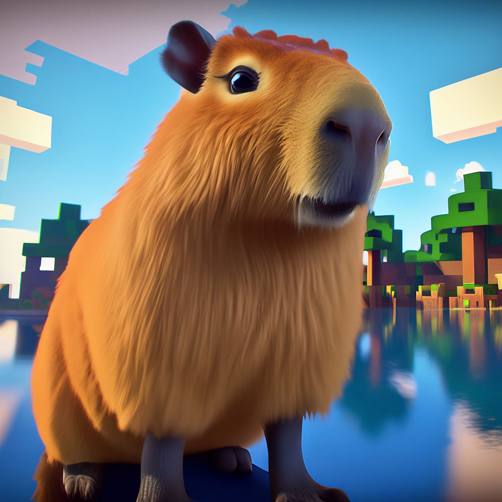 "Capybara minecraft" — image created in Shedevrum