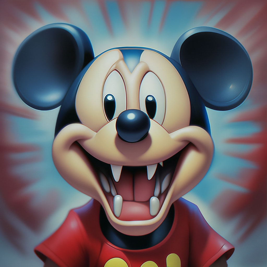 "Mickey mouse's angry grin" — image created in Shedevrum