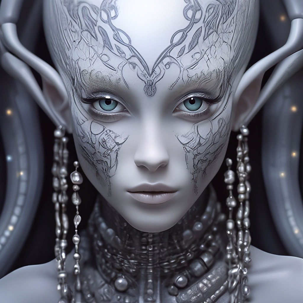 "Book Illustration, beautiful guy long eyelashes, an alien, gray ...