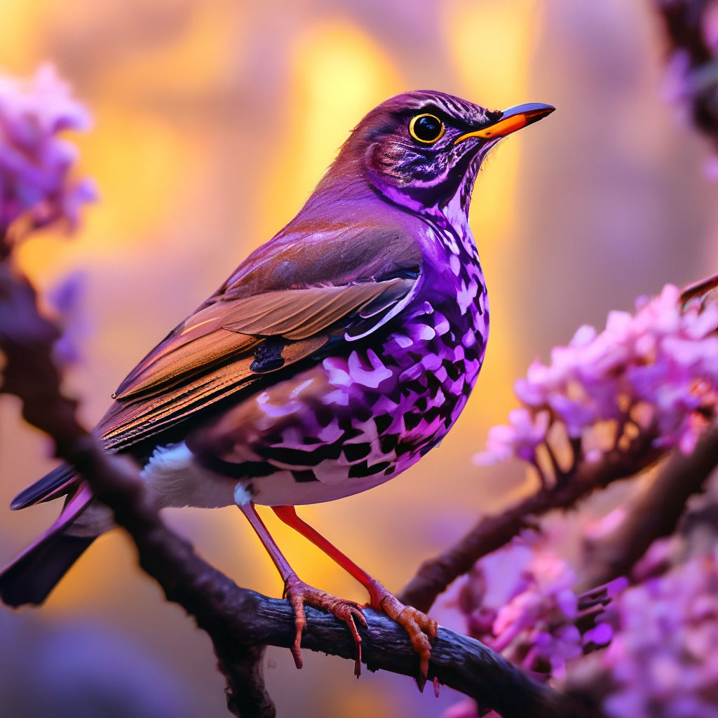 "Purple thrush,realistic+photography,highly detailed digital painting ...