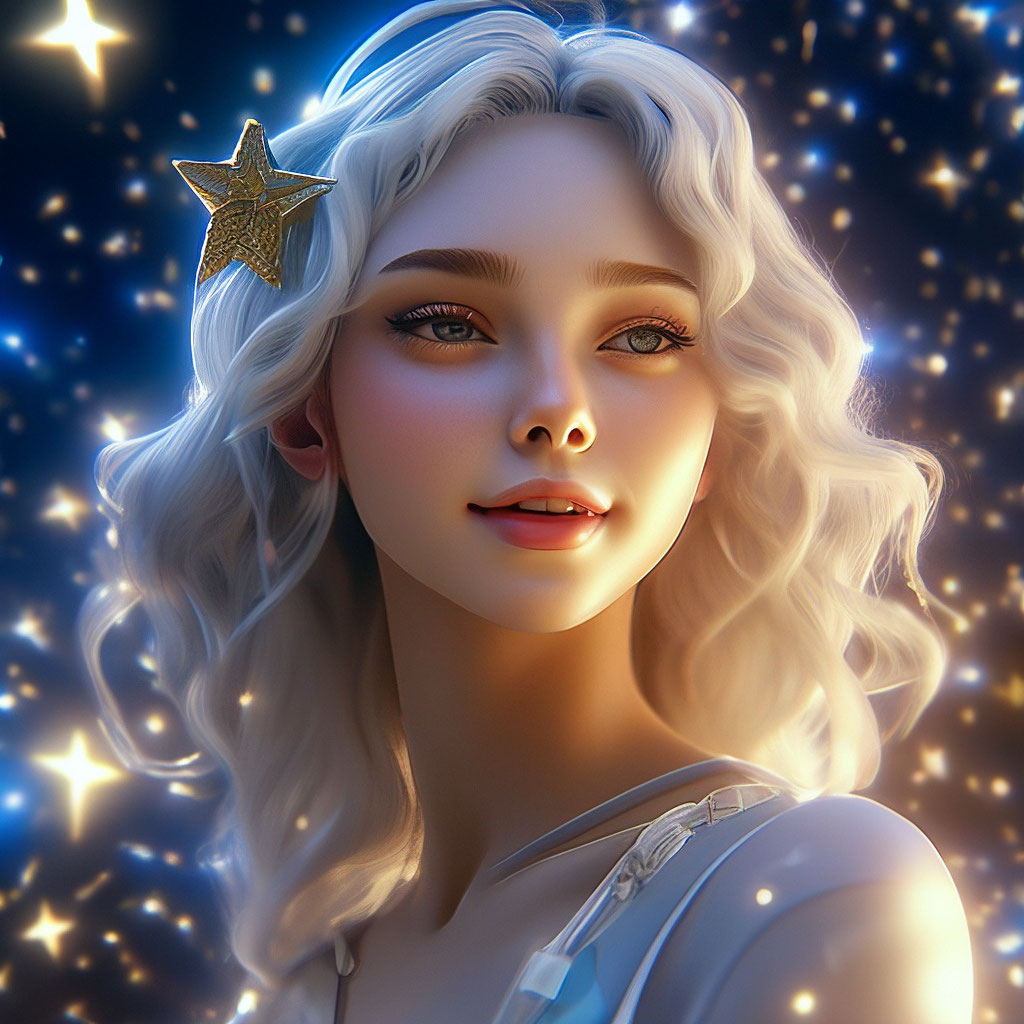 "Humanization, if a star became a beautiful magical girl, cosmos, stars ...