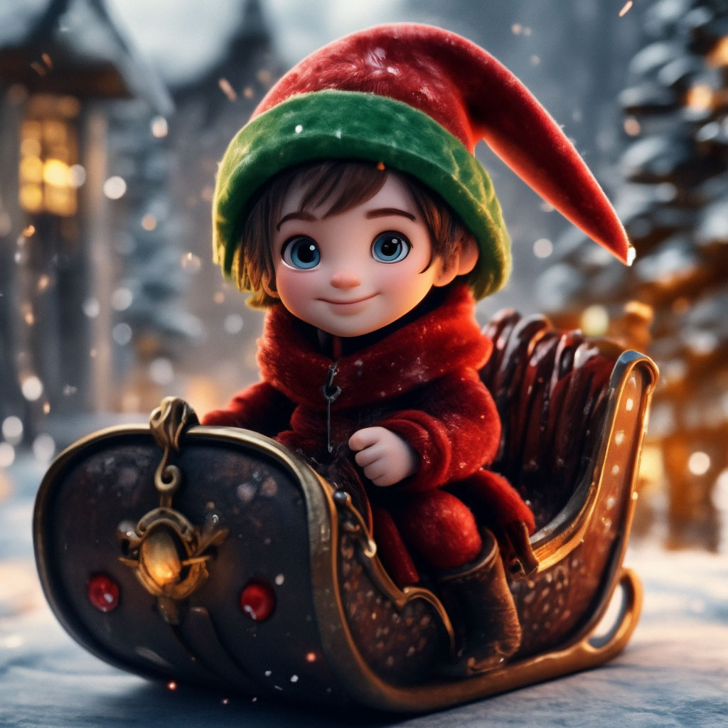 "For the subscriber PLUSHA FESTIVAL@ cute elf on a sleigh carries gifts ...