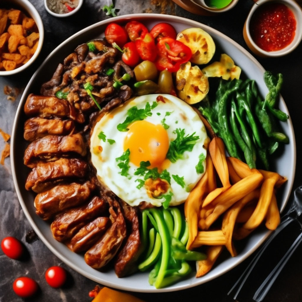 "The food is delicious" — image created in Shedevrum