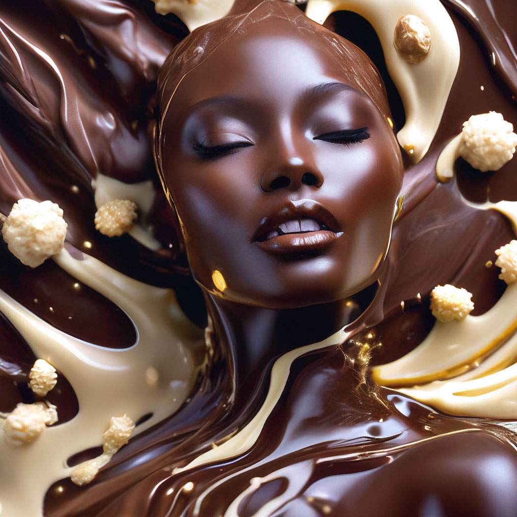 "Supermodel girl made of liquid cream and melted white chocolate ...