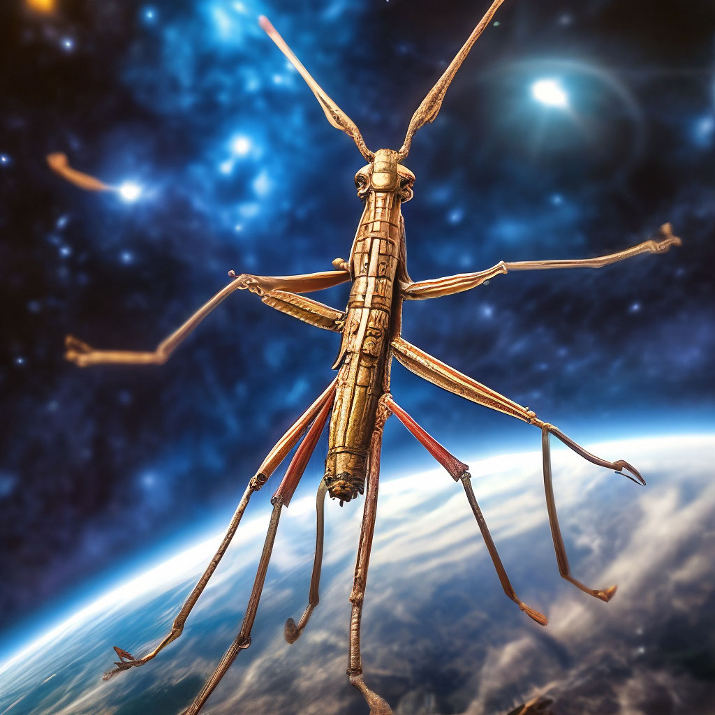 "The stick insect in space" — image created in Shedevrum