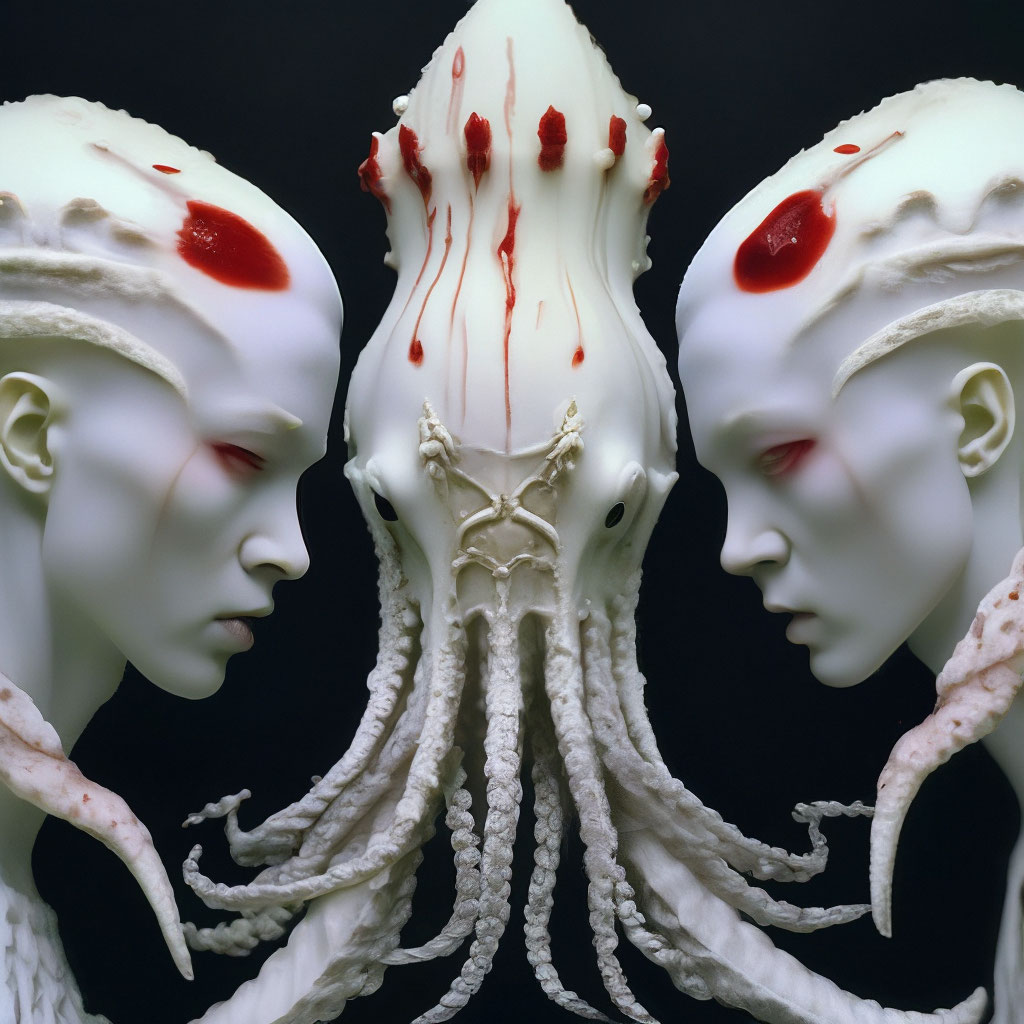 "Inhuman albino squid japan,, magshots, faces,collage, womans and mans ...